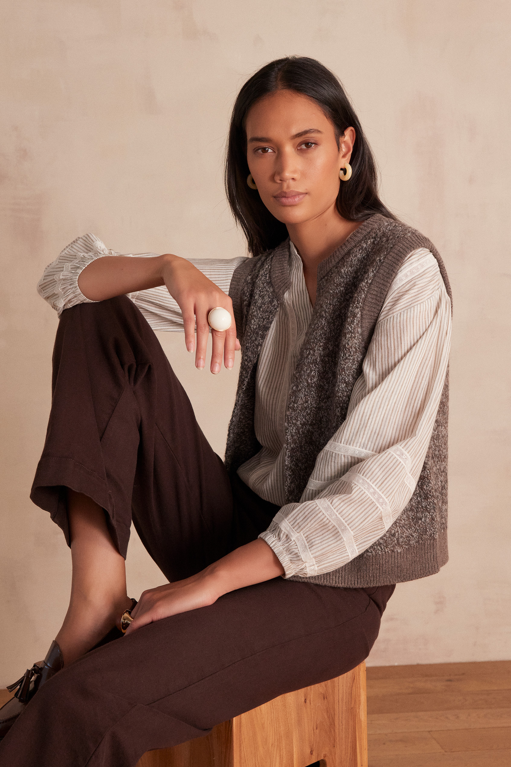 CLARENCE Strickjacke aus Wolle Damen | DUNKEL TAUPE | Maison 123